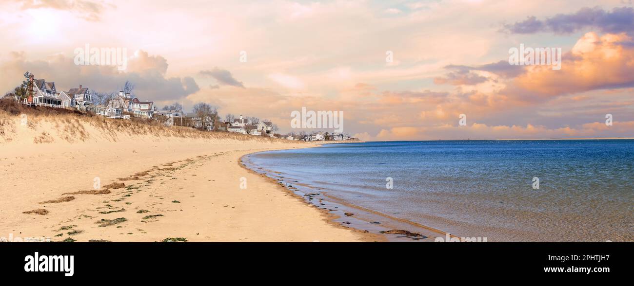 Sunset sky over Chatham Lighthouse Beach in winter Stock Photo - Alamy