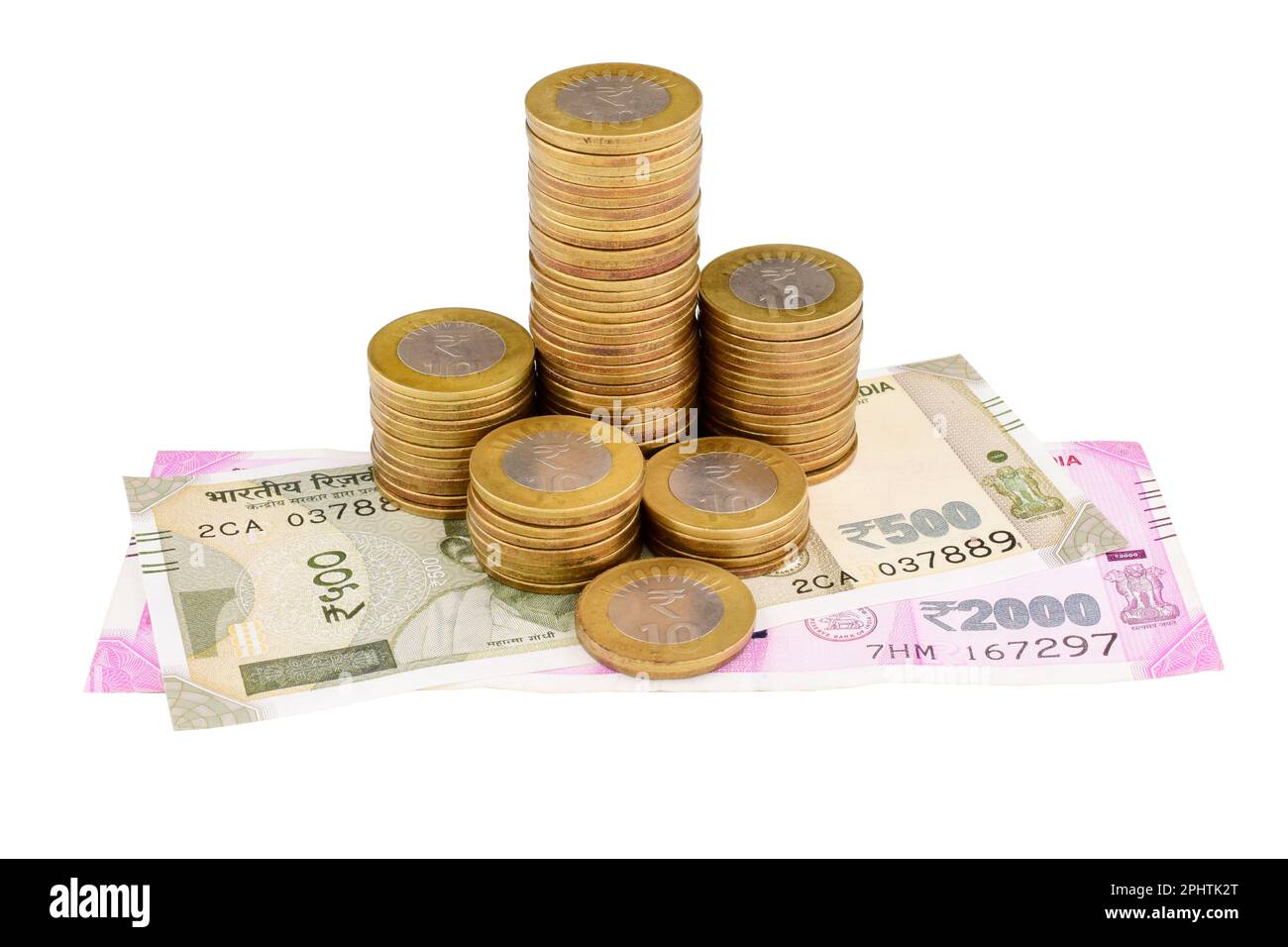 Indian rupees currency isolated on white background with clipping path ...