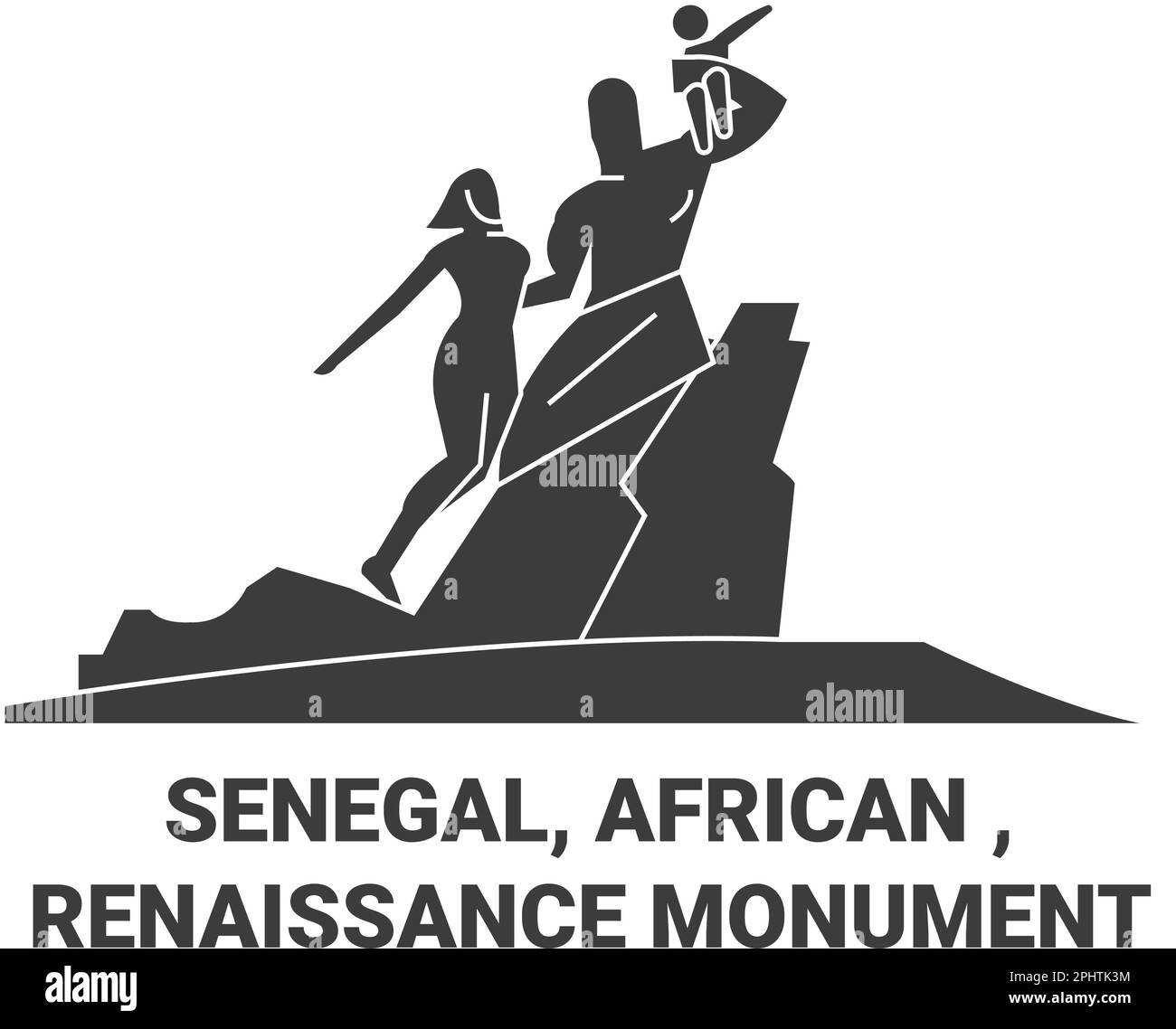 Senegal, African , Renaissance Monument travel landmark vector ...