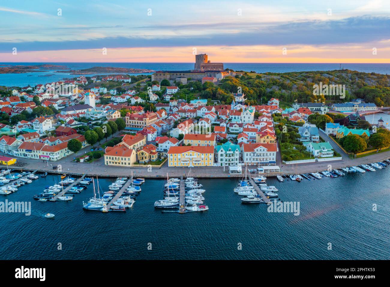 Sunset view of Swedish town Marstrand Stock Photo - Alamy