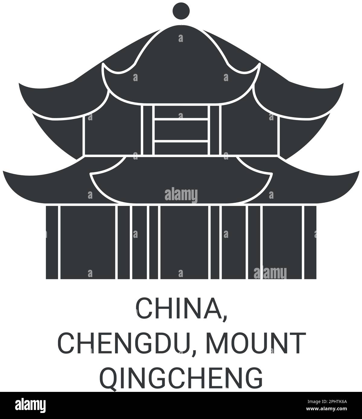 China, Chengdu, Mount Qingcheng travel landmark vector illustration ...