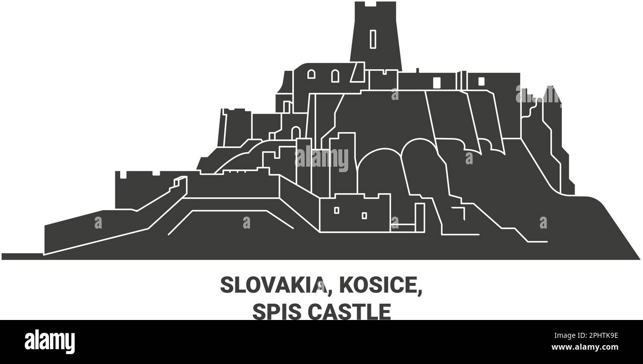 Slovakia, Kosice, Spis Castle travel landmark vector illustration Stock ...