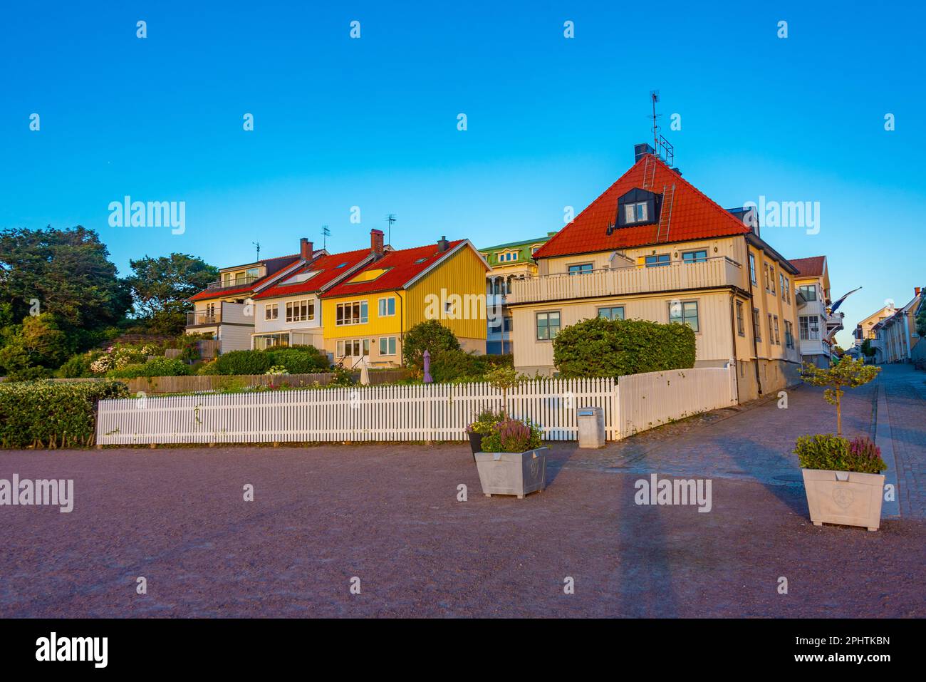 Sunset view of a historical street in Marstrand, Sweden Stock Photo - Alamy