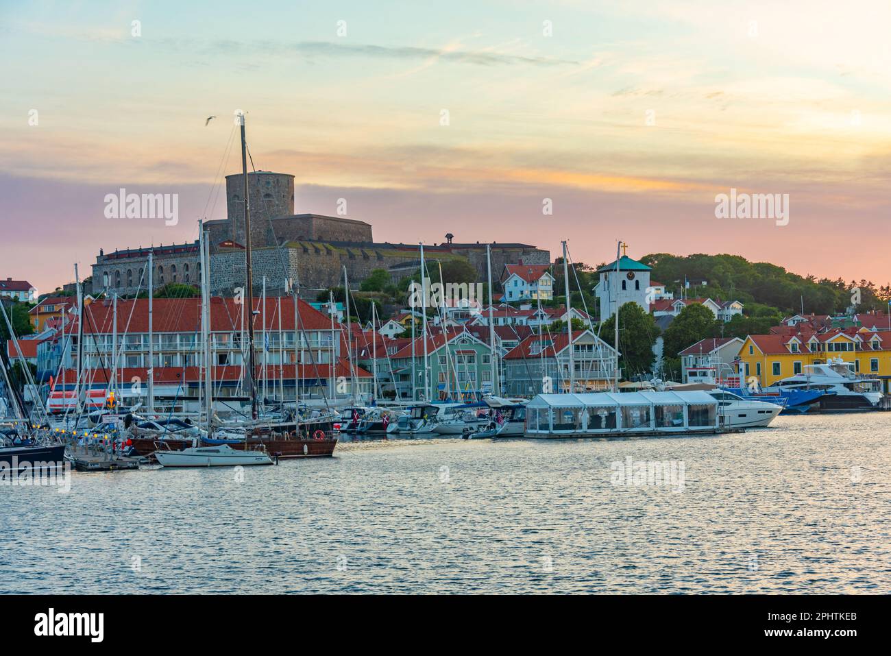 Carlsten fortress behind the marina in Swedish town Marstrand Stock ...