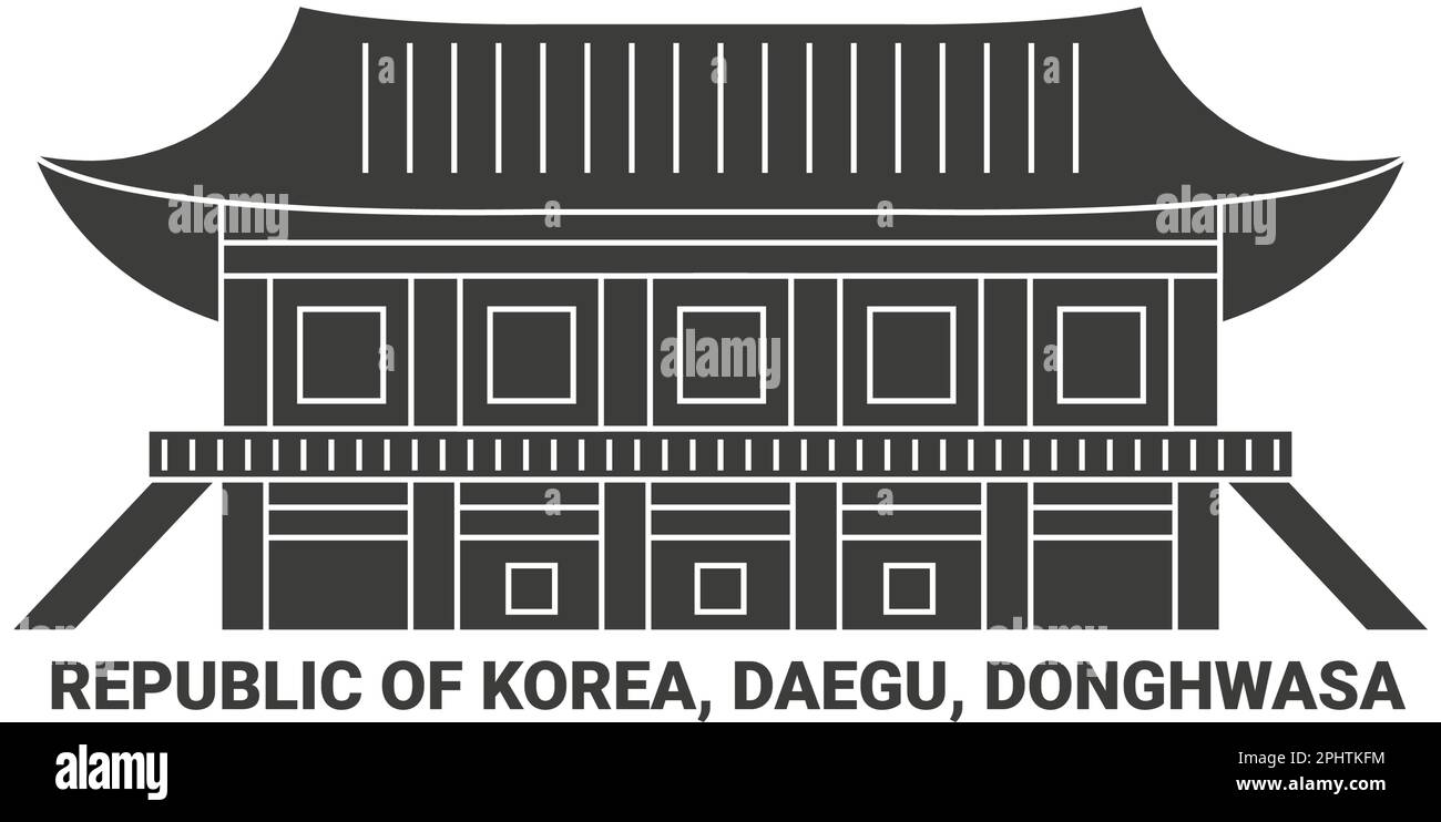 Republic Of Korea, Daegu, Donghwasa, travel landmark vector ...