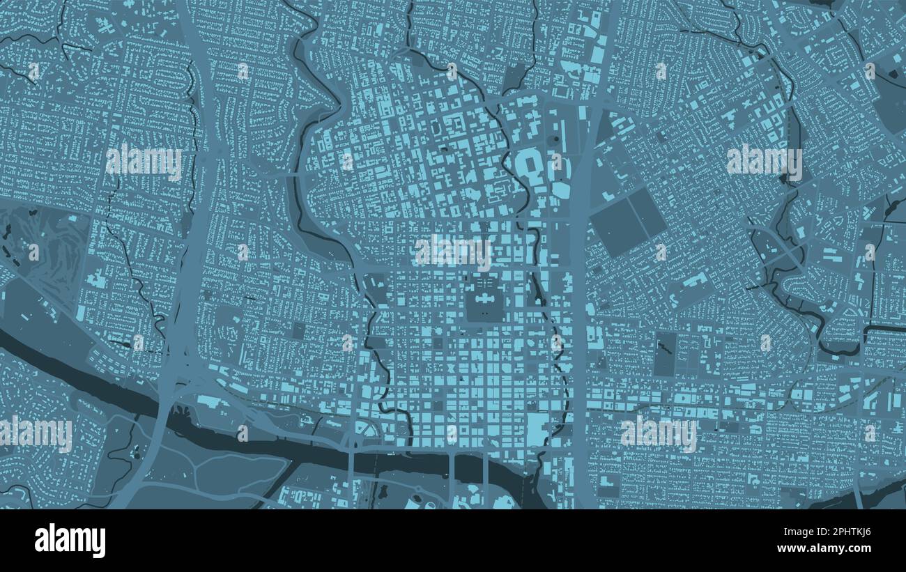 Detailed aqua blue vector map poster of Austin city administrative area ...