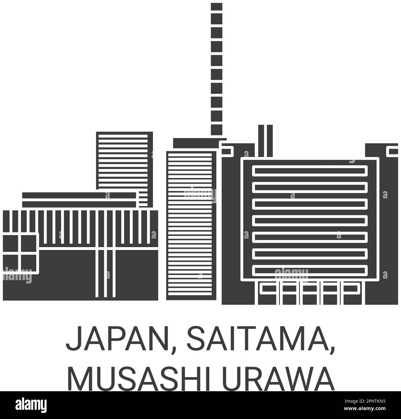 Japan, Saitama, Musashi Urawa travel landmark vector illustration Stock ...