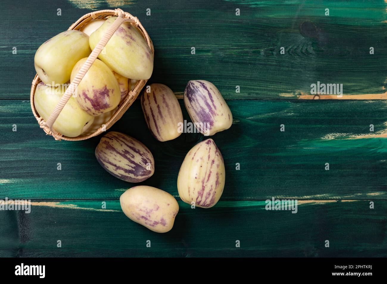 top view fresh ginseng fruits with basket horizontal composition Stock ...