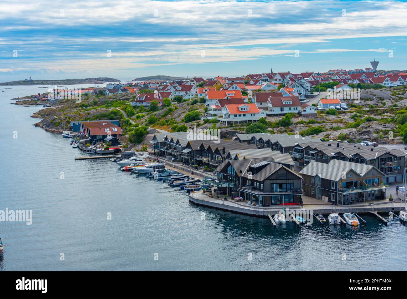 View of marina in Swedish town Kungshamn Stock Photo - Alamy