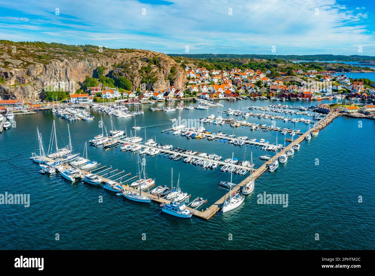 View of marina in Swedish town Fjällbacka Stock Photo - Alamy