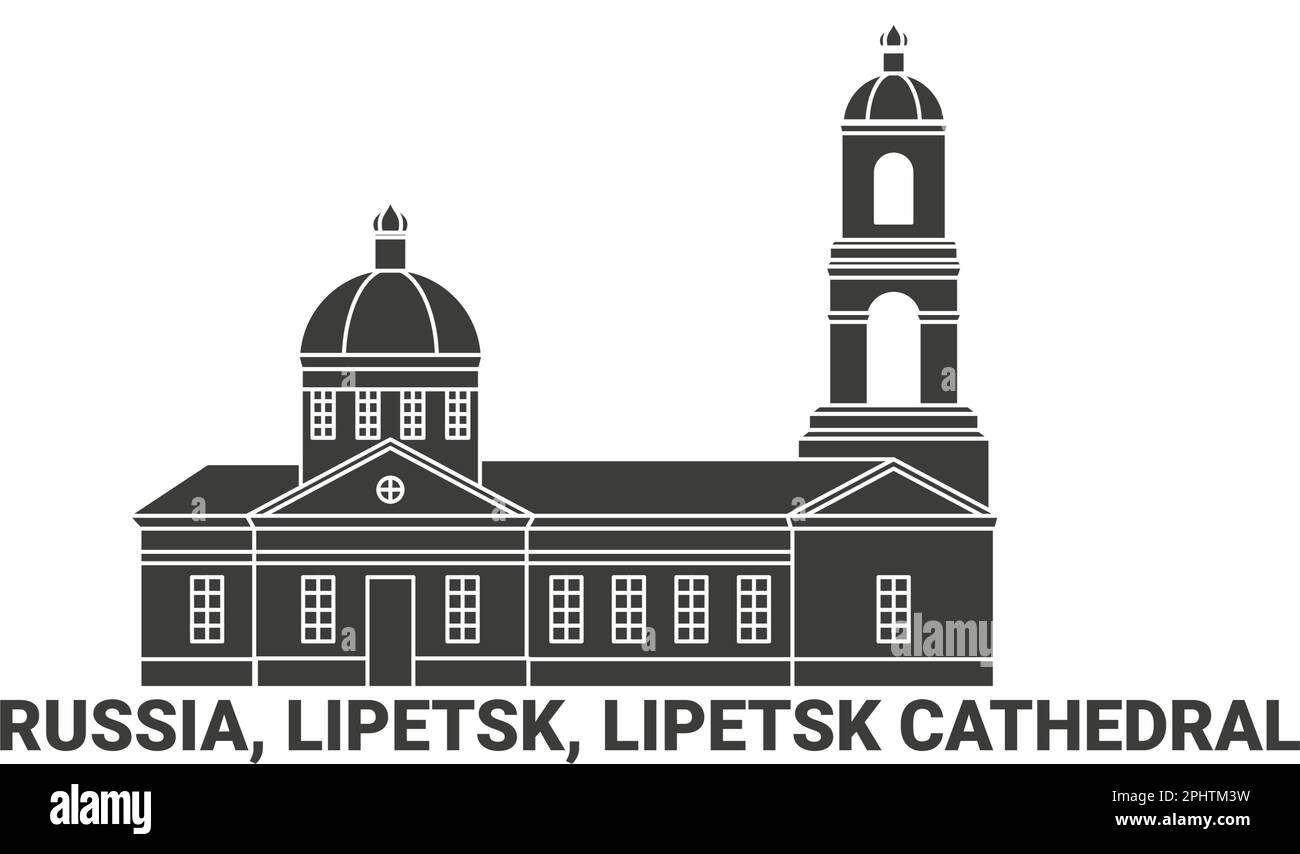 Russia, Lipetsk, Lipetsk Cathedral, travel landmark vector illustration ...