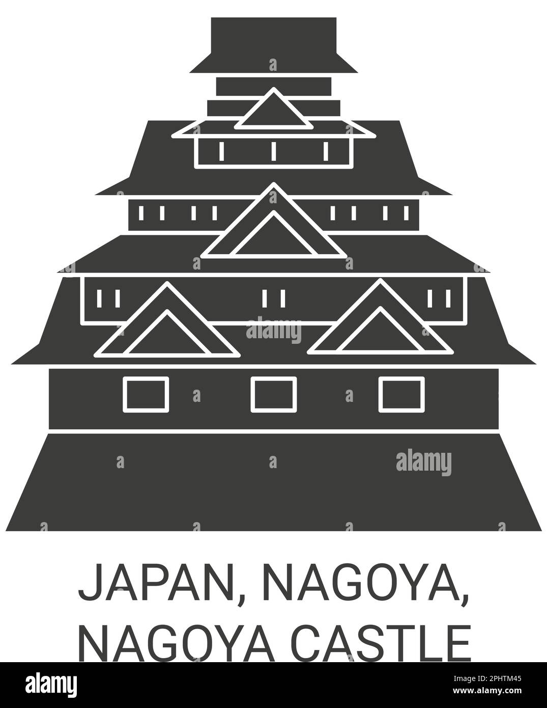 Japan, Nagoya, Nagoya Castle travel landmark vector illustration Stock ...