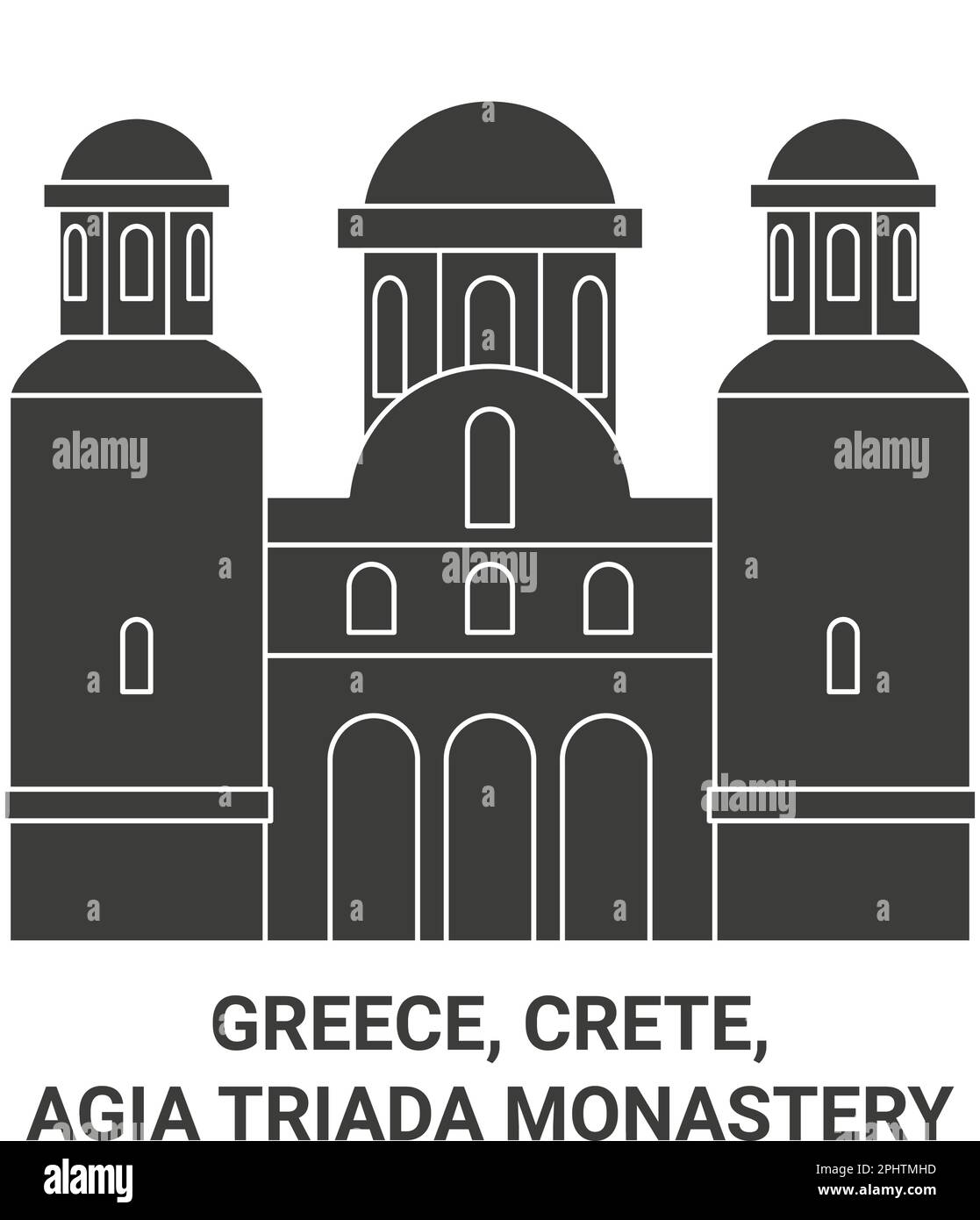 Greece, Crete, Agia Triada Monastery travel landmark vector ...