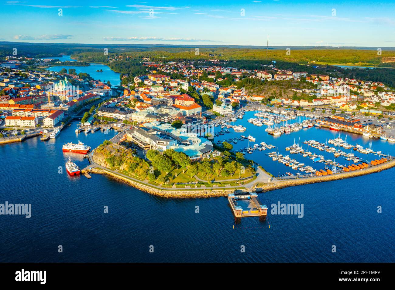 Sunset view of Swedish town Strömstad Stock Photo - Alamy