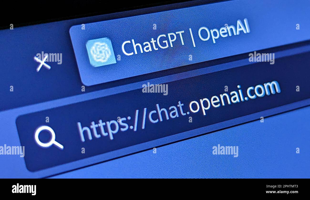 New York City, USA - 2023: Closeup view of the OpenAI ChatGPT artificial intelligence app UI is ...