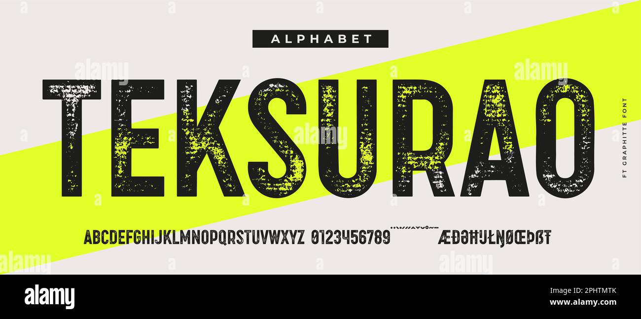 Headline alphabet and font. Bold aged, rough fat uppercase letters with ...