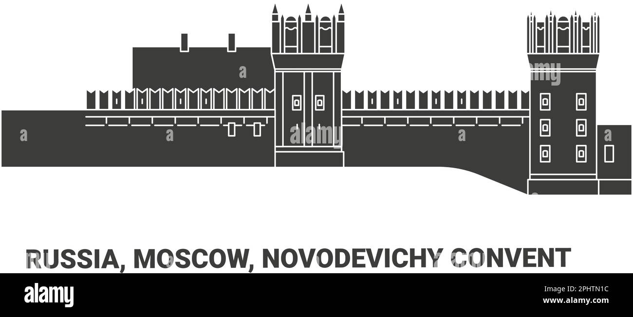 Russia, Moscow, Novodevichy Convent travel landmark vector illustration ...