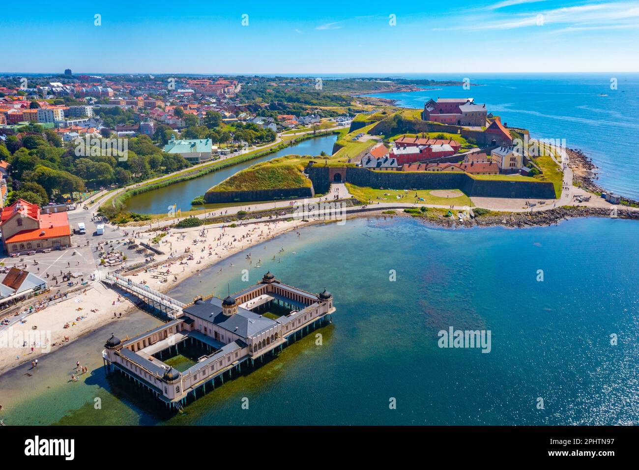 Panorama view of Swedish town Varberg Stock Photo - Alamy