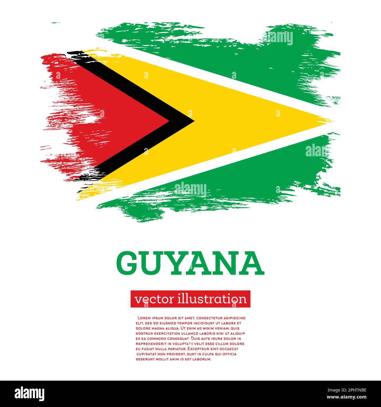 Guyana Flag with Brush Strokes. Vector Illustration. Independence Day ...
