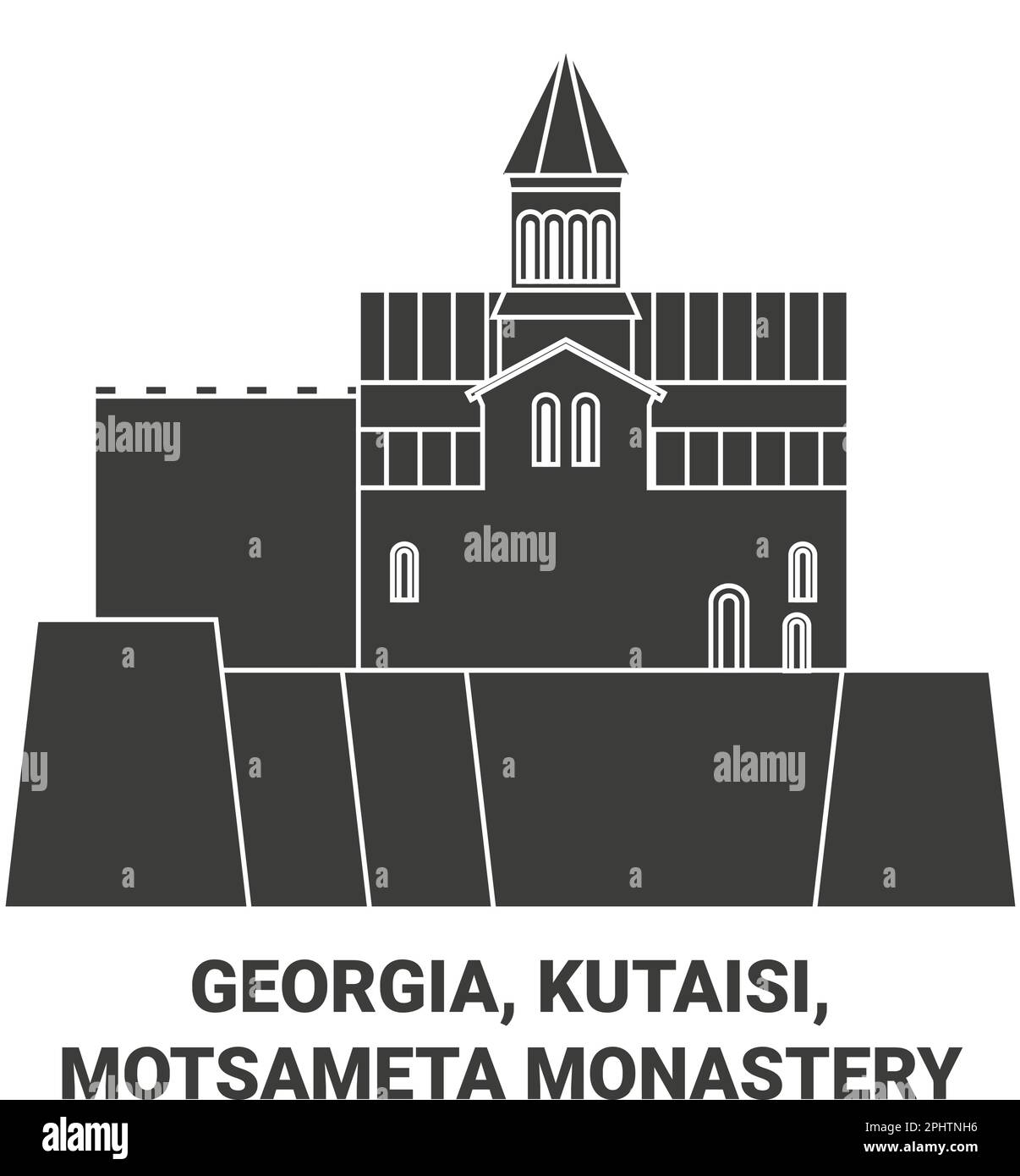 Georgia, Kutaisi, Motsameta Monastery travel landmark vector ...