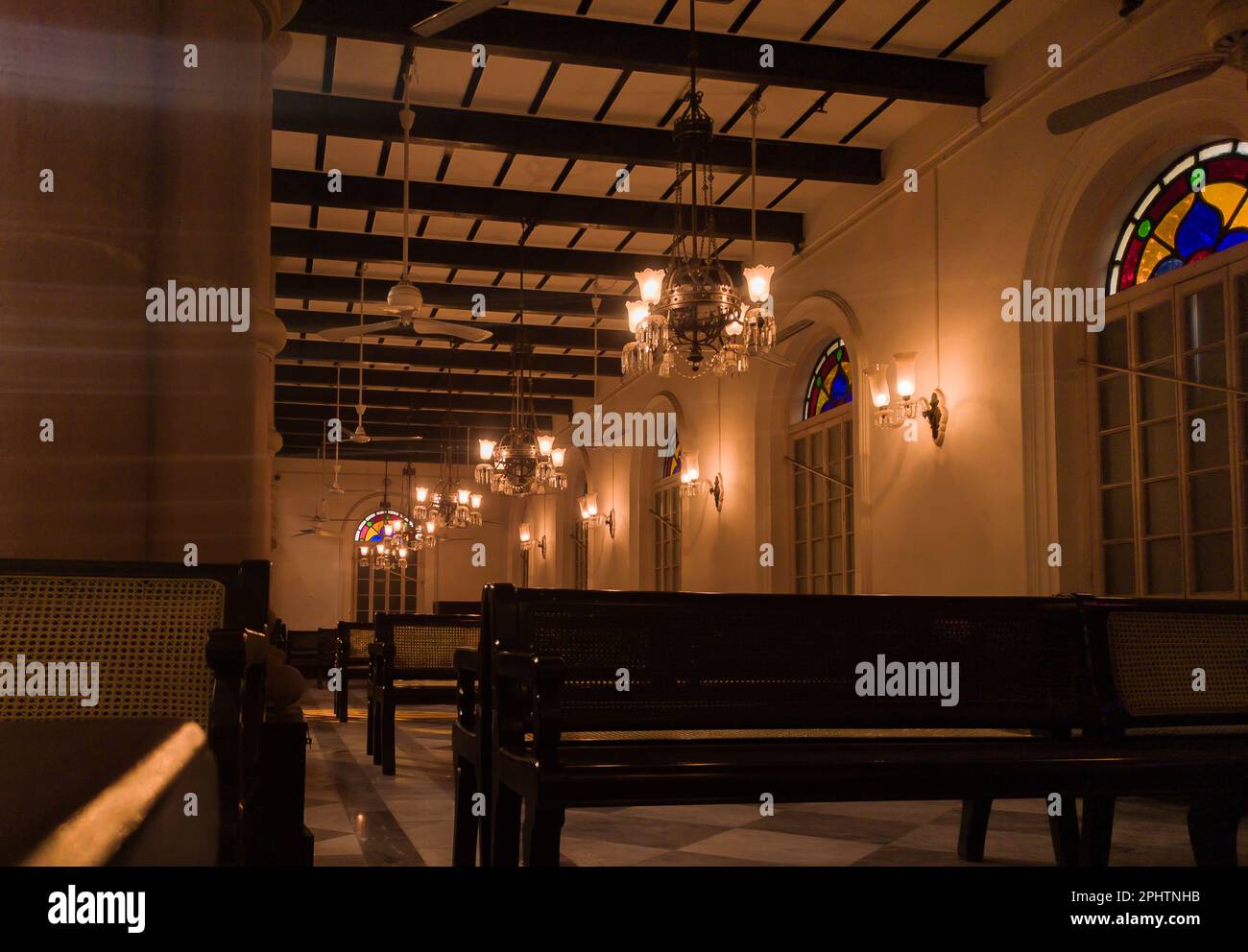 Interior of a synagogue. Jewish house of worship for the purpose of ...