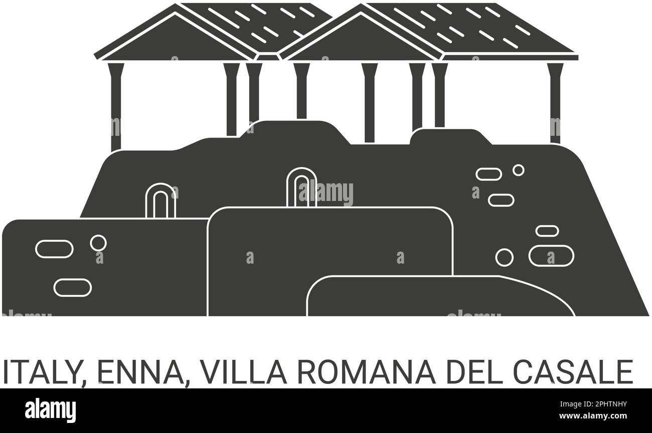 Italy, Enna, Villa Romana Del Casale travel landmark vector ...