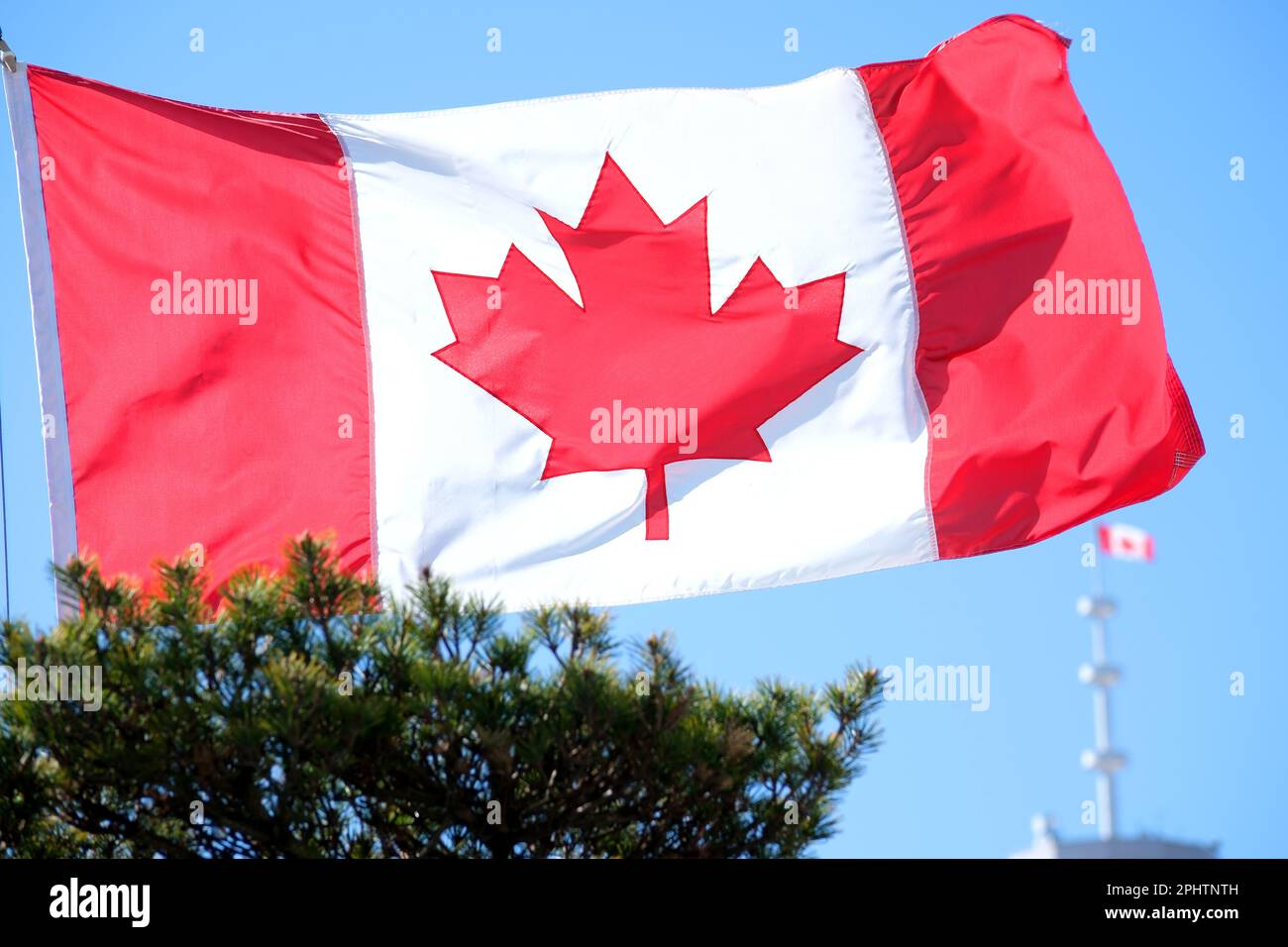 Canada flag in the old retro background effect, close up close up ...