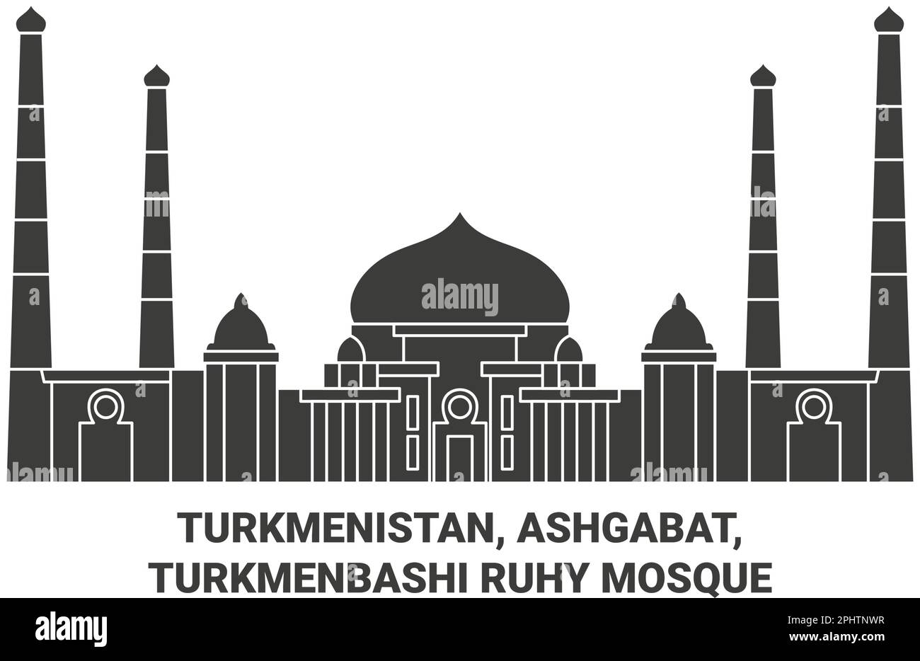 Turkmenistan, Ashgabat, Turkmenbashi Ruhy Mosque travel landmark vector ...