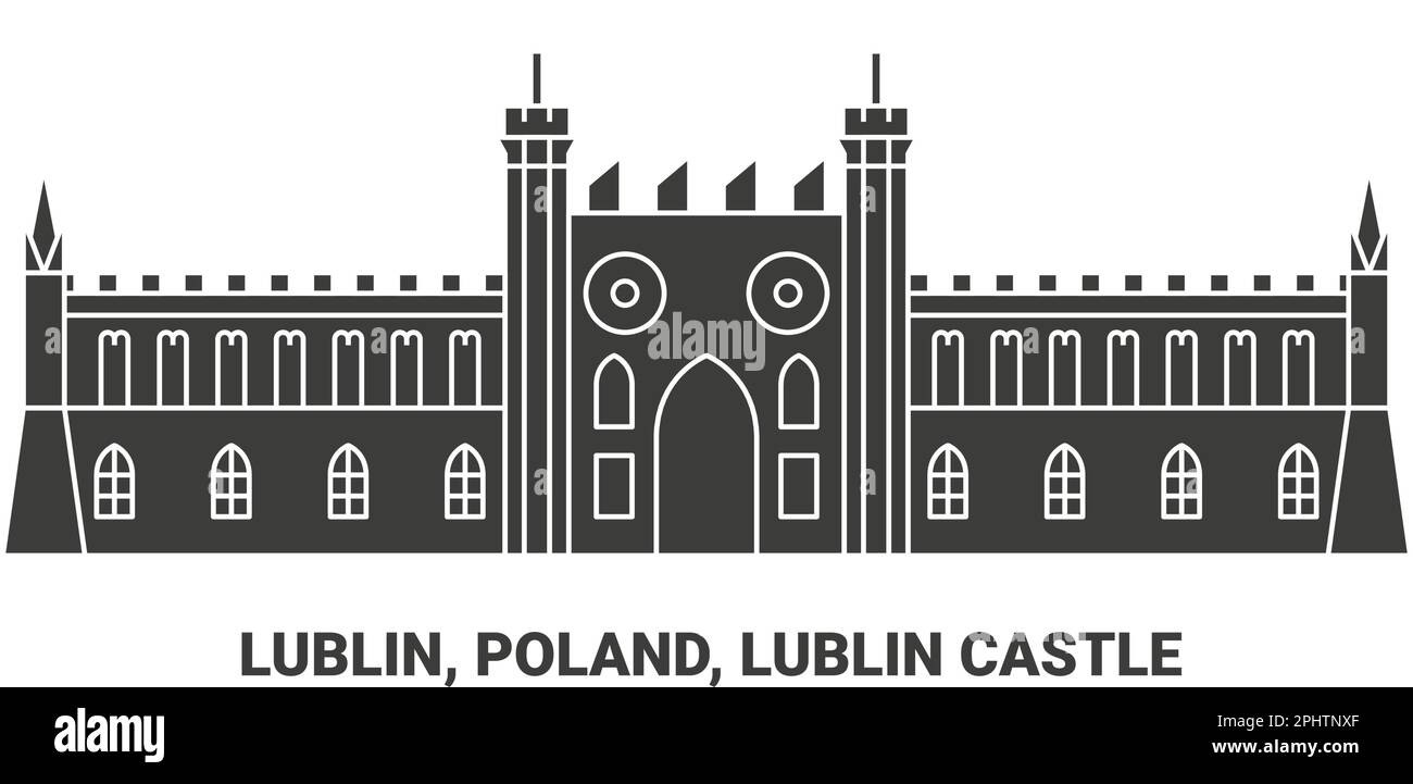 Poland, Lublin, Lublin Castle, travel landmark vector illustration ...