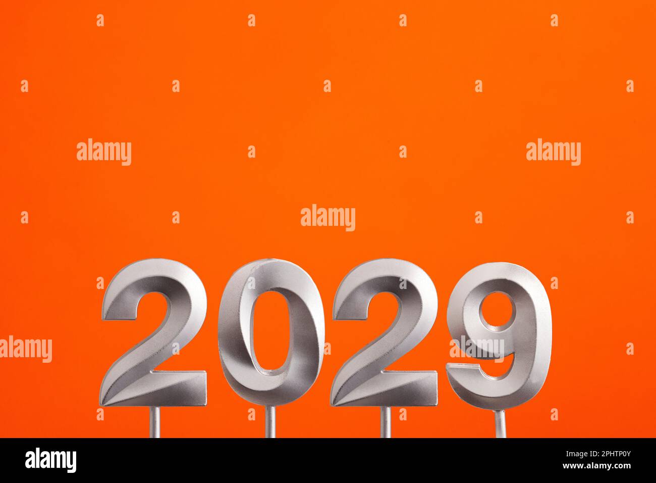 Achievements for the new year 2029 - Silver number on orange foamy ...