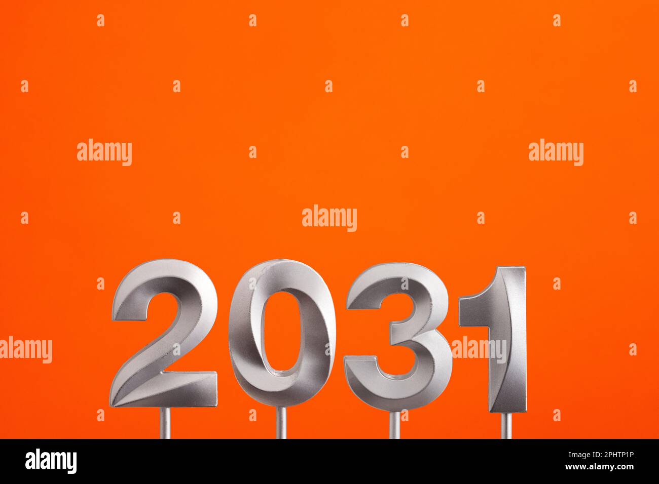 Achievements for the new year 2031 - Silver number on orange foamy ...