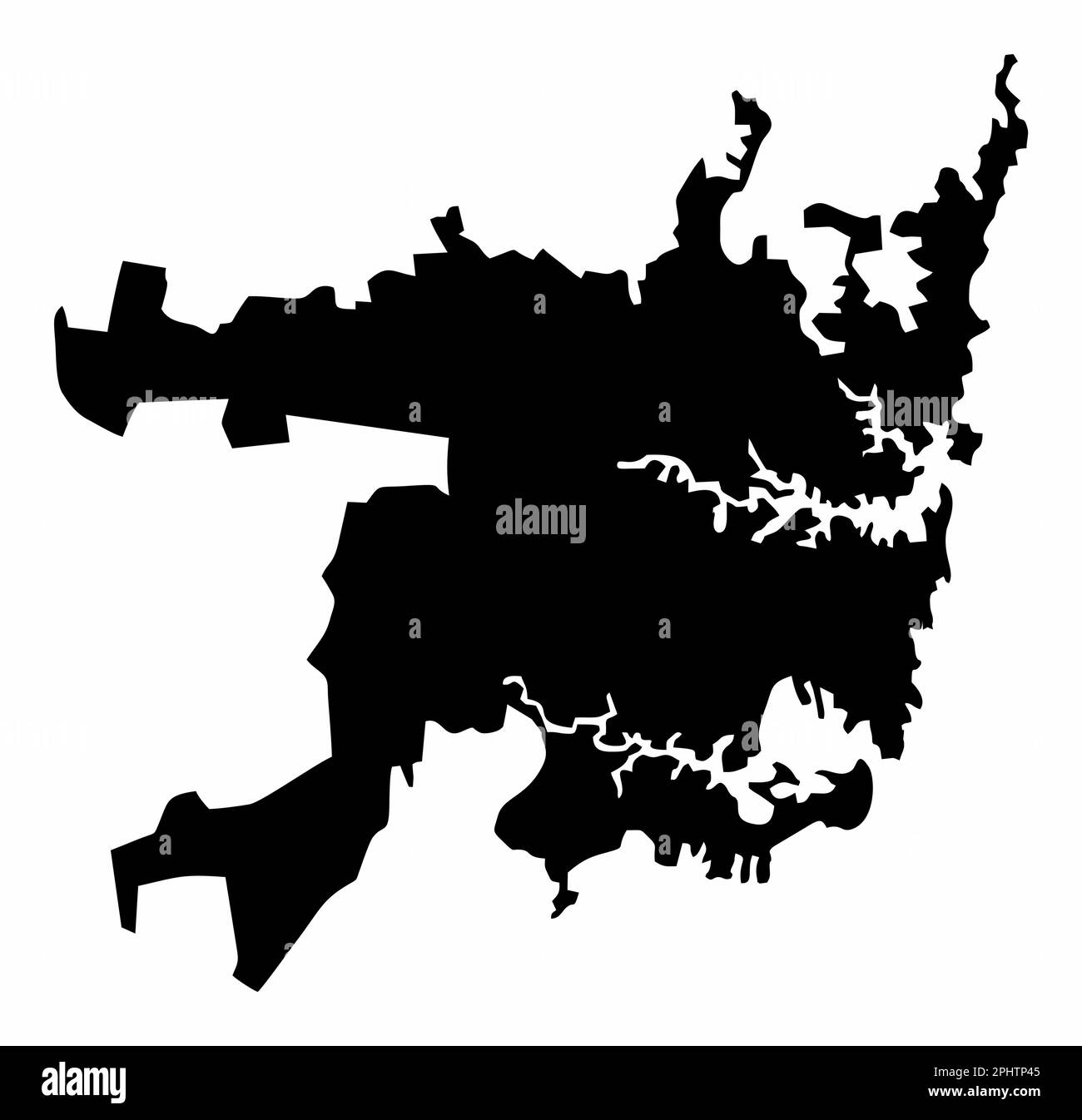 Greater Sydney map silhouette isolated on white background, Australia ...