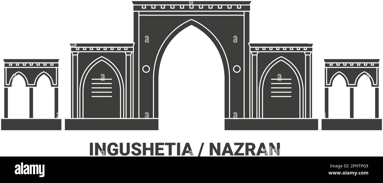 Russia, Ingushetia, Nazran travel landmark vector illustration Stock ...