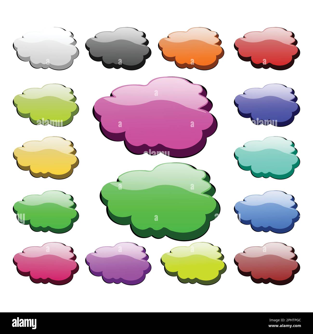 Illustration of a set of colorful clouds isolated on a white background ...