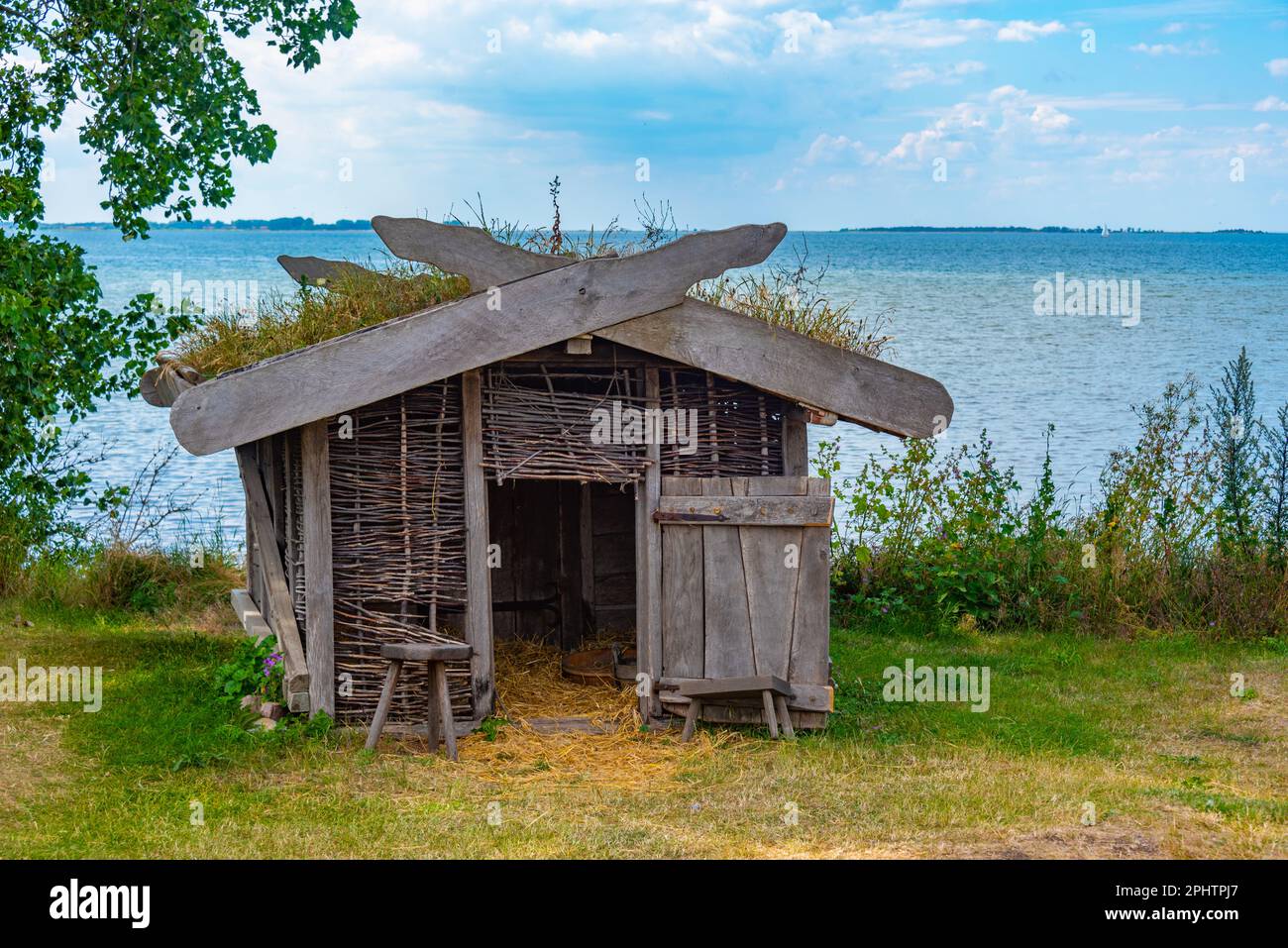 Wooden huts at Foteviken viking museum in Sweden Stock Photo - Alamy