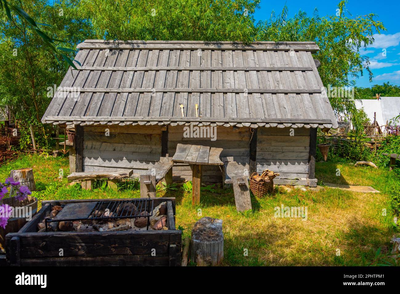 Wooden huts at Foteviken viking museum in Sweden Stock Photo - Alamy