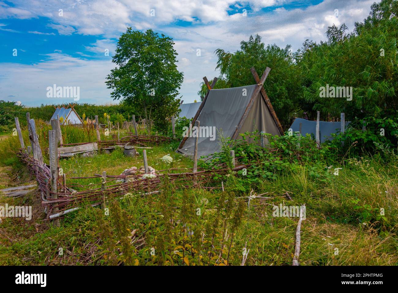 Wooden huts at Foteviken viking museum in Sweden Stock Photo - Alamy
