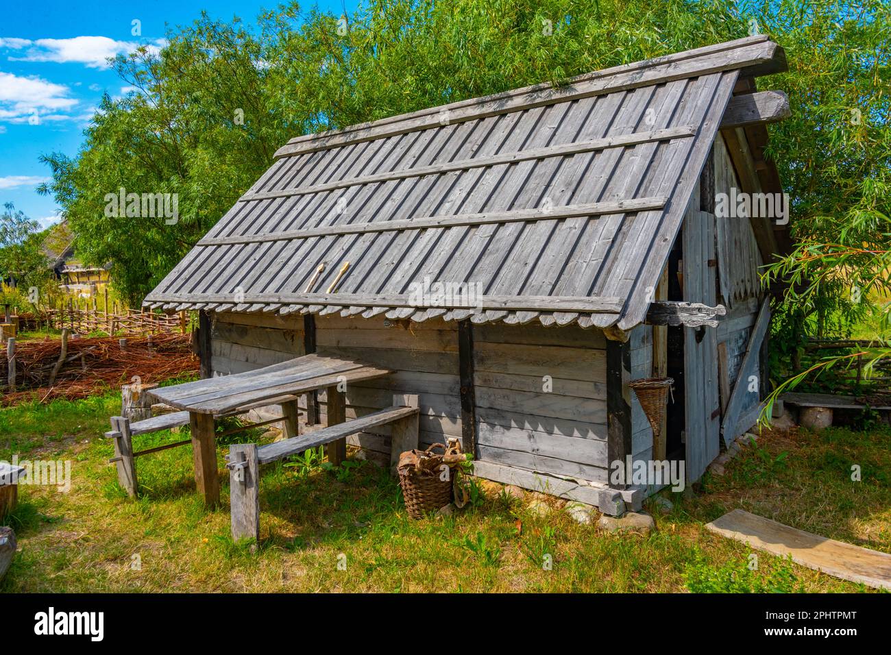 Wooden huts at Foteviken viking museum in Sweden Stock Photo - Alamy