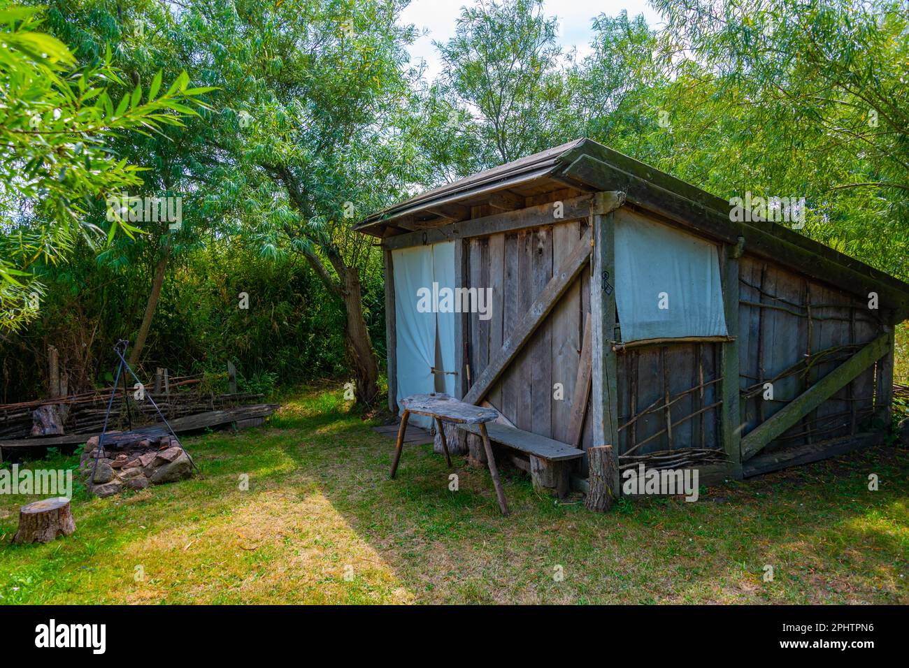Wooden huts at Foteviken viking museum in Sweden Stock Photo - Alamy