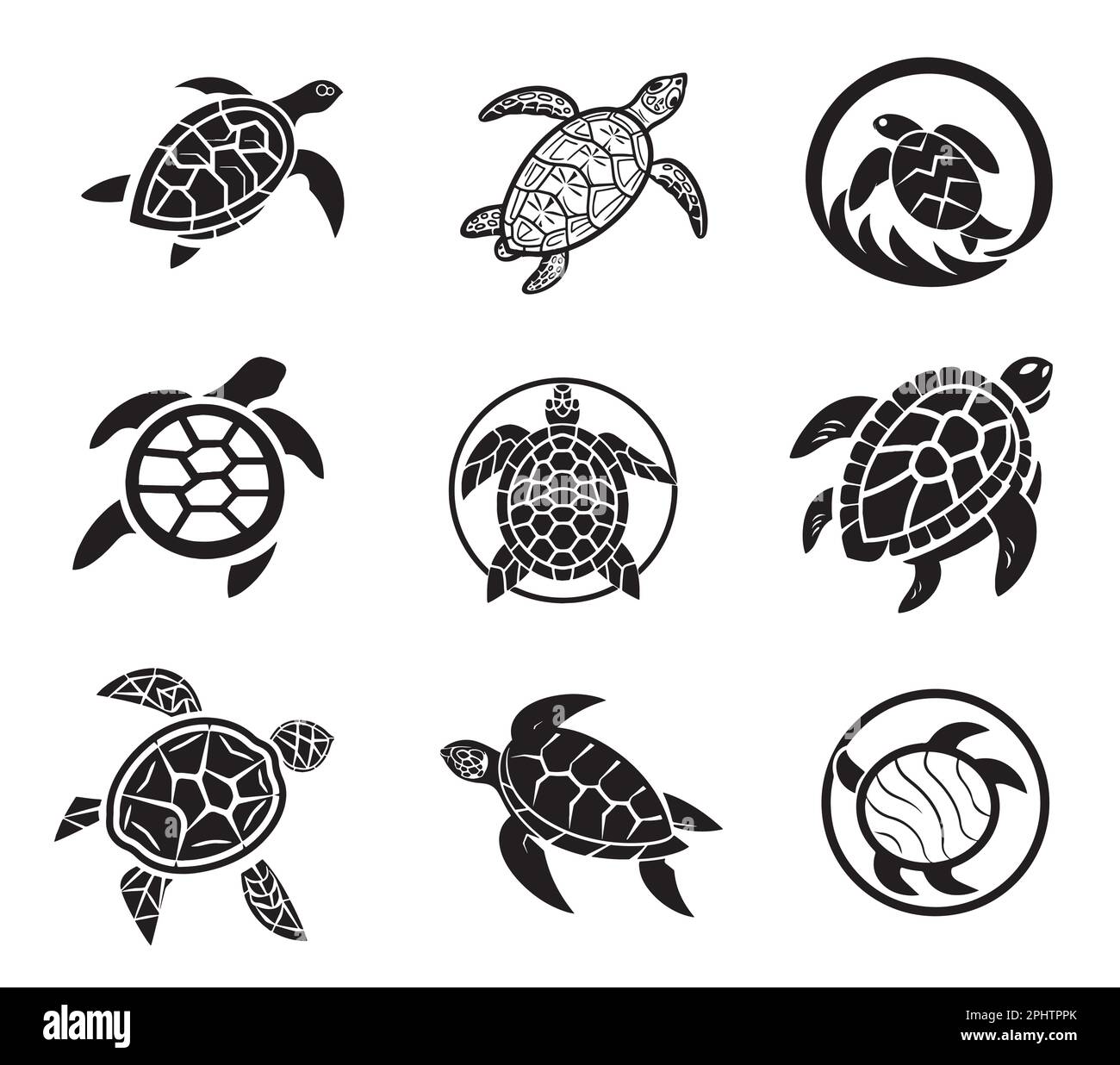 Turtle set icons sketch hand drawn illustration Stock Vector Image ...