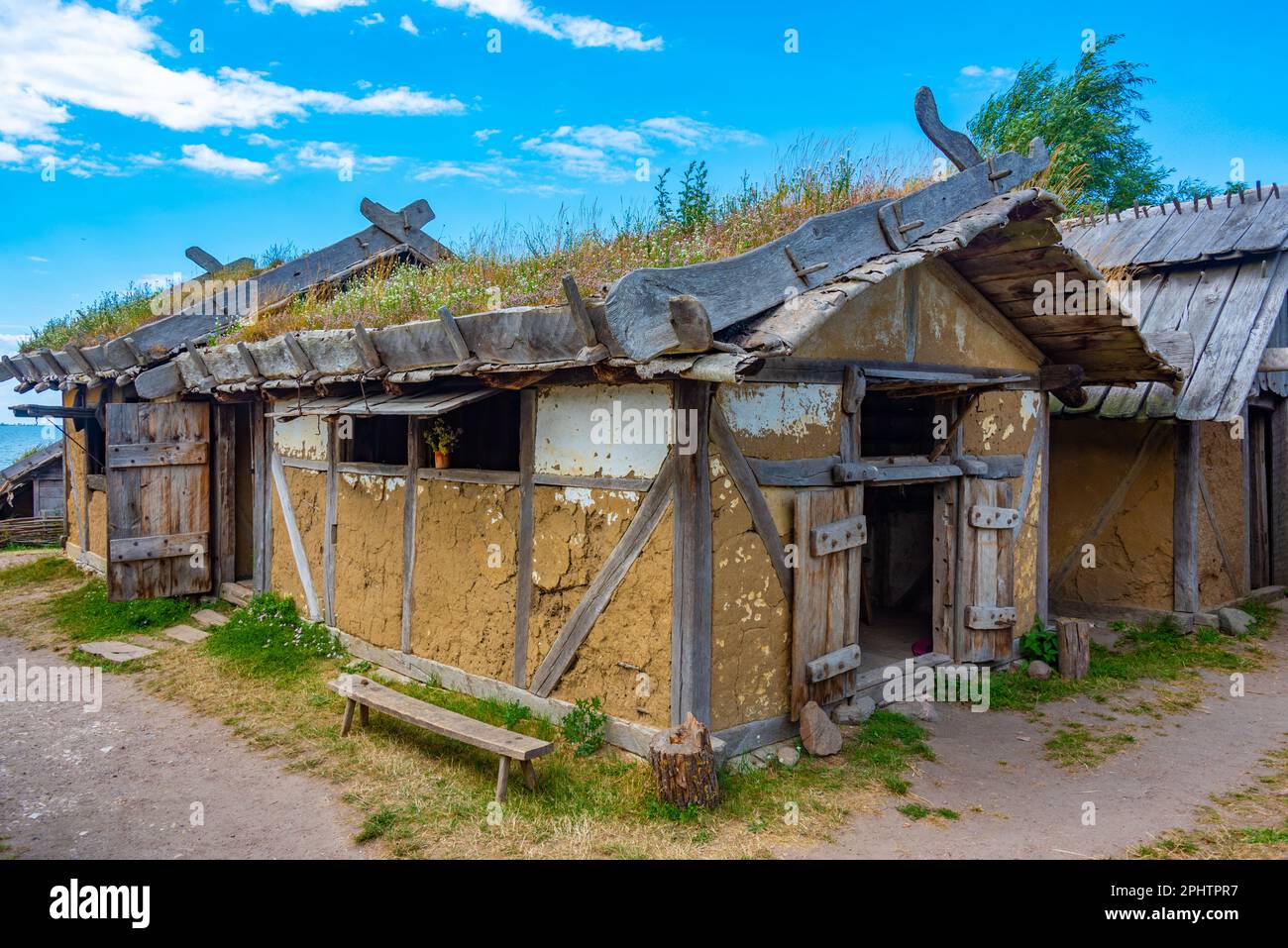 Wooden huts at Foteviken viking museum in Sweden Stock Photo - Alamy