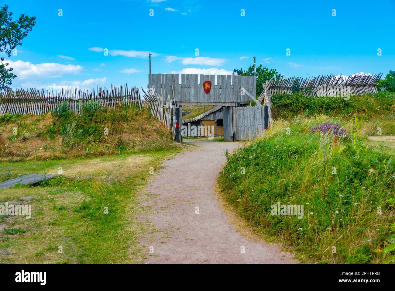 Wooden huts at Foteviken viking museum in Sweden Stock Photo - Alamy