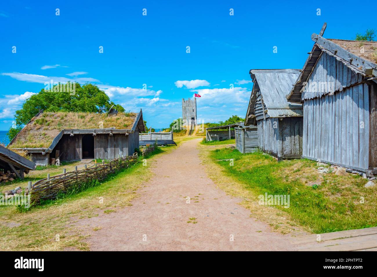 Wooden huts at Foteviken viking museum in Sweden Stock Photo - Alamy