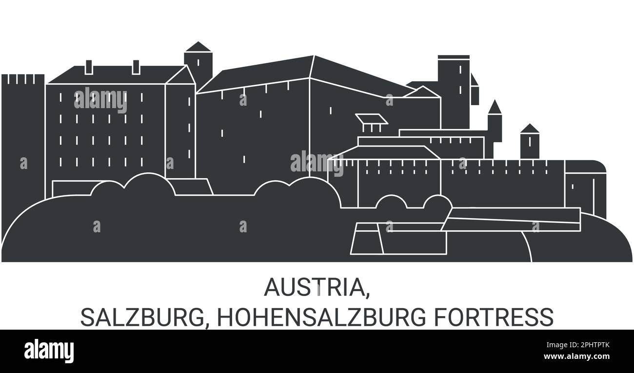 Austria, Salzburg, Hohensalzburg Fortress travel landmark vector ...