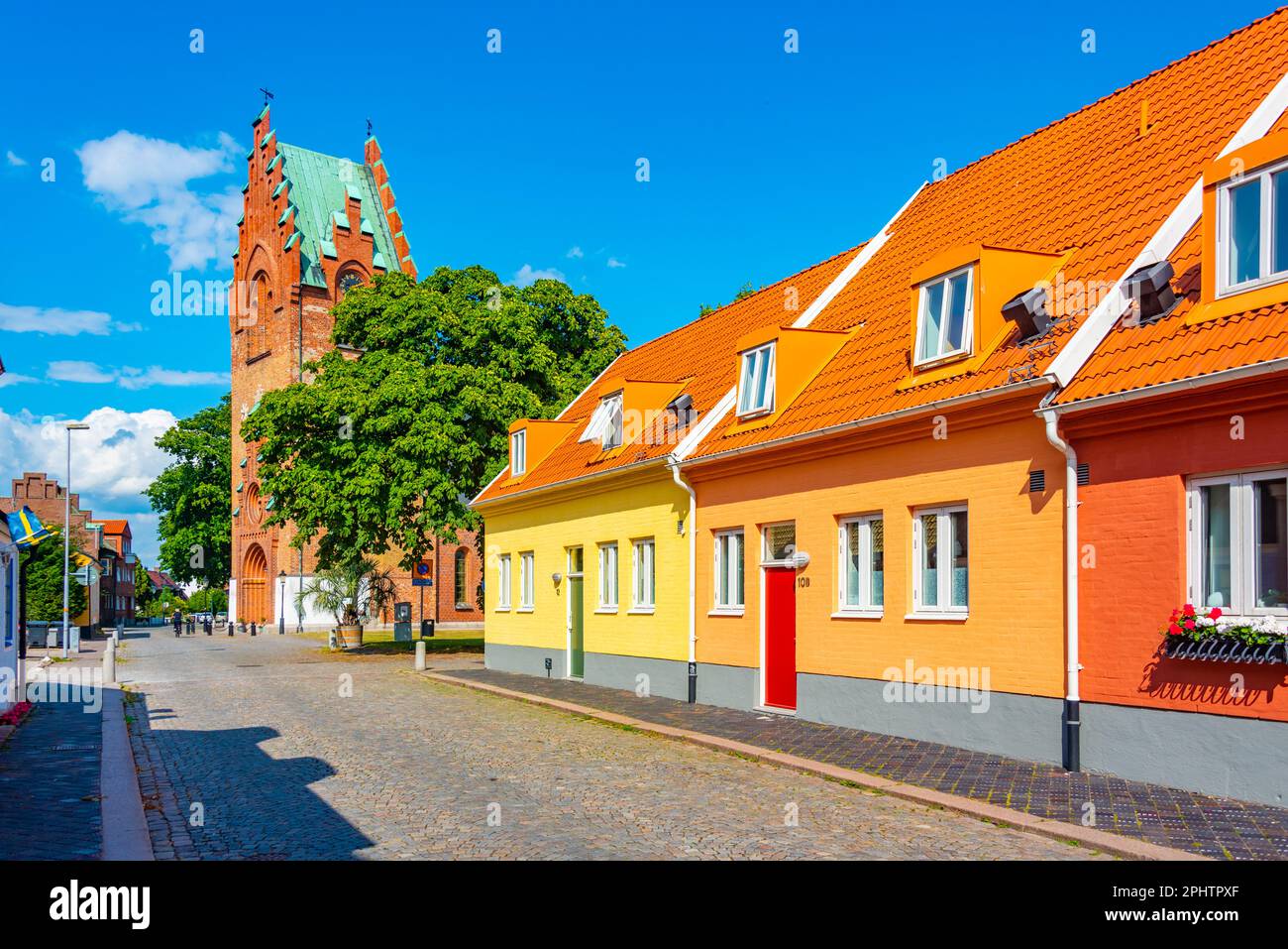 Traditional colorful street in Swedish town Trelleborg Stock Photo - Alamy