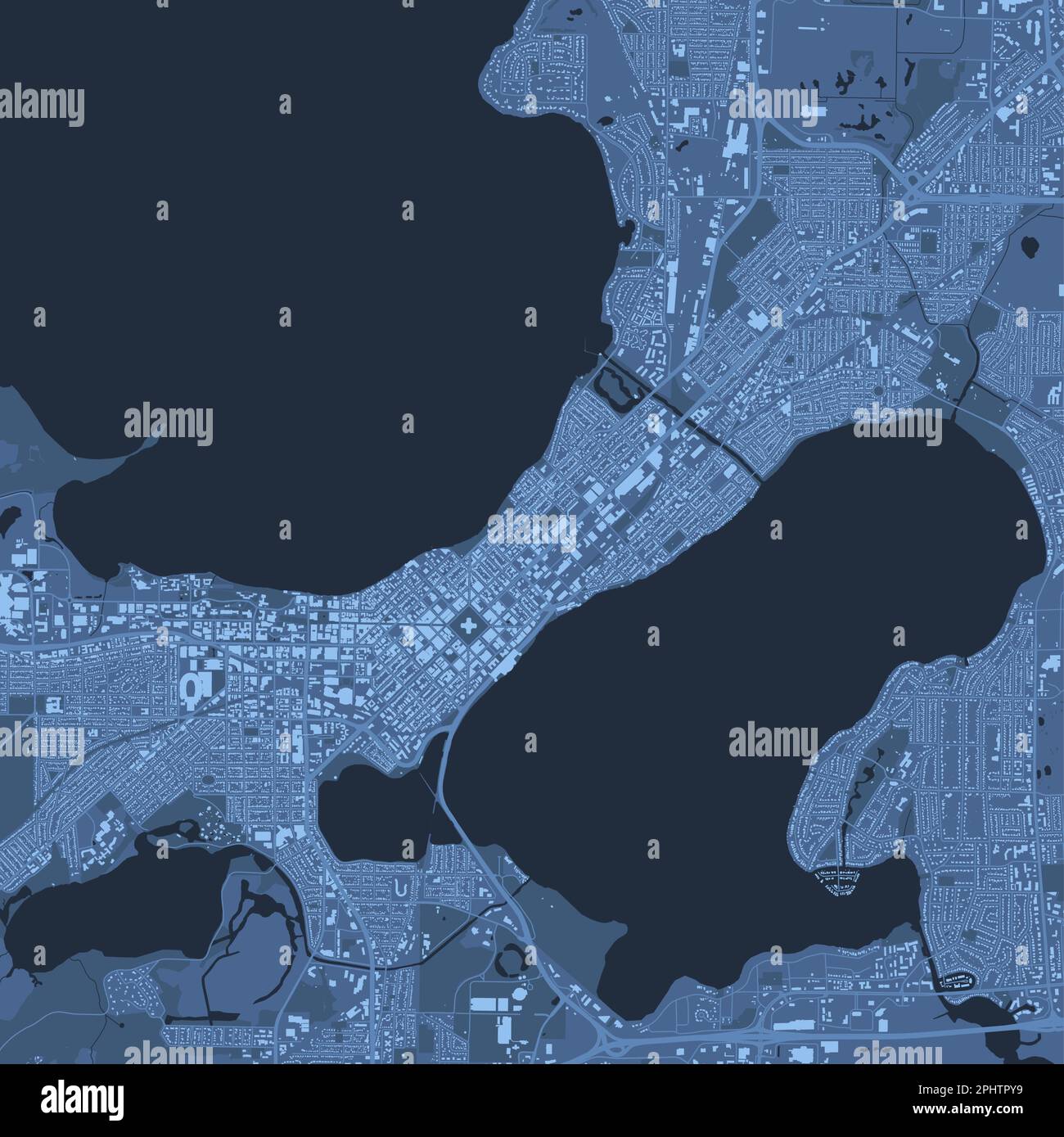 Blue Madison map, Wisconsin, detailed municipality map. skyline ...