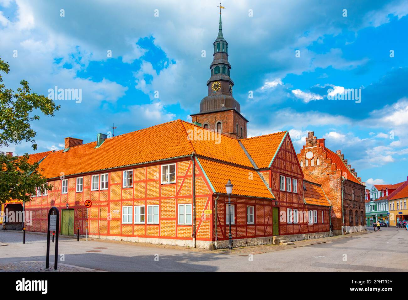 Traditional colorful street in Swedish town Ystad Stock Photo - Alamy
