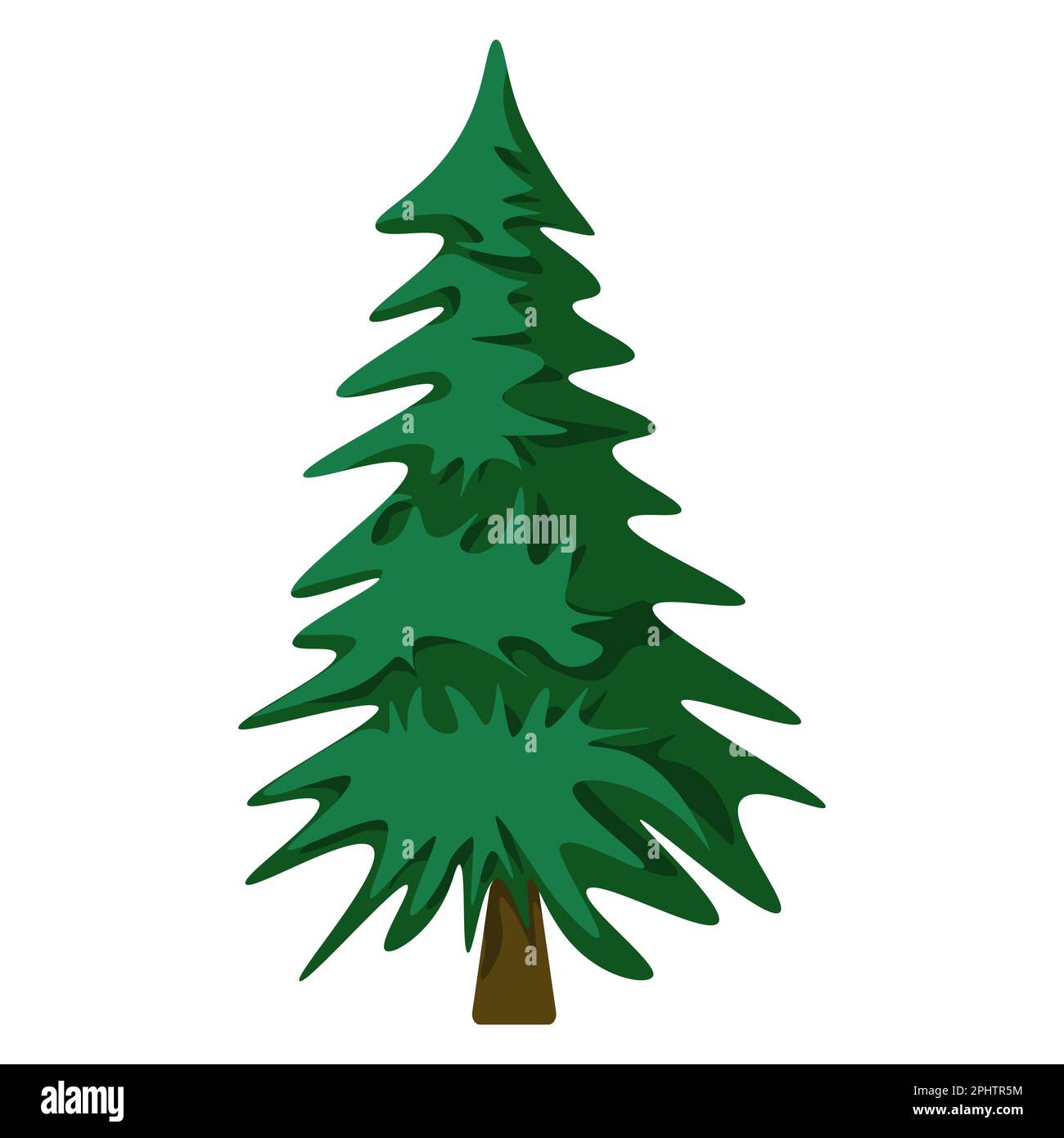 Green Pine In Cartoon Style Forest Traditional Tree Colorful Vector Illustration Isolated On 0102