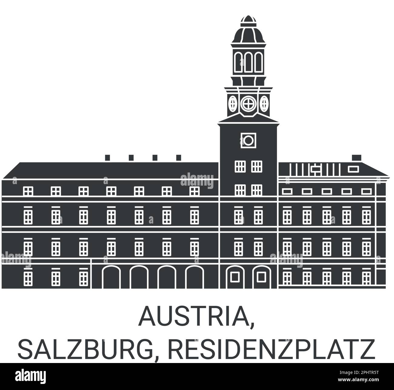 Austria, Salzburg, Residenzplatz travel landmark vector illustration ...