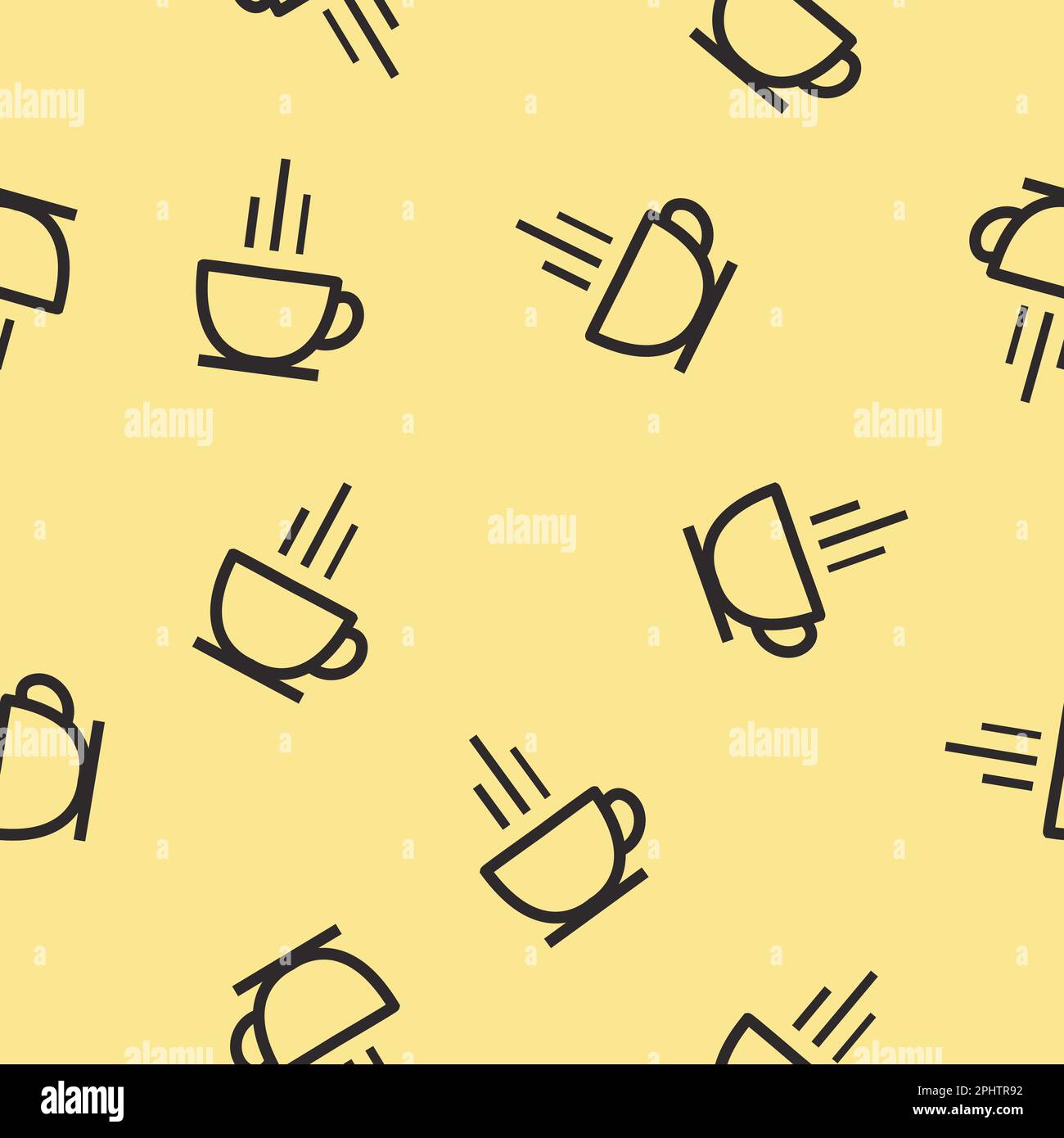 Coffee Cup Pattern. Vector seamless black and white pattern with coffee ...